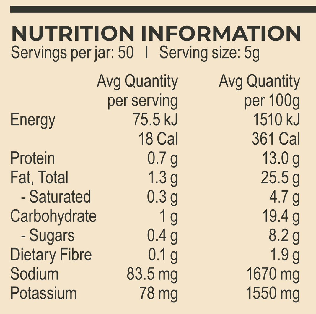 allmite gold original 250g Nutritional Information – allmite gold.